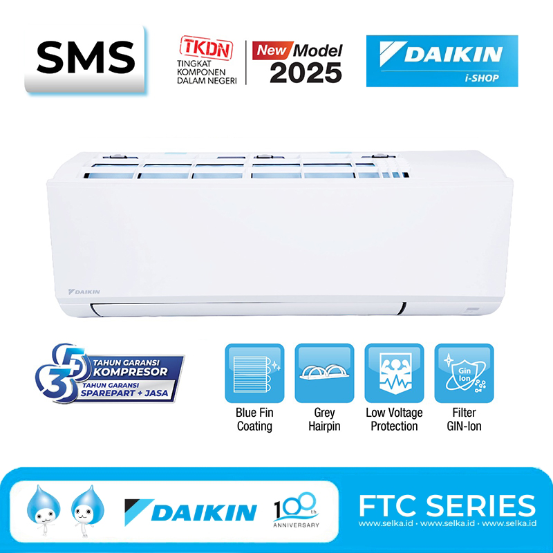 Harga Jual DAIKIN FTC15YV14 AC SPLIT 1/2 PK SUPER MINI SPLIT SERIES STANDARD | Selka.id
